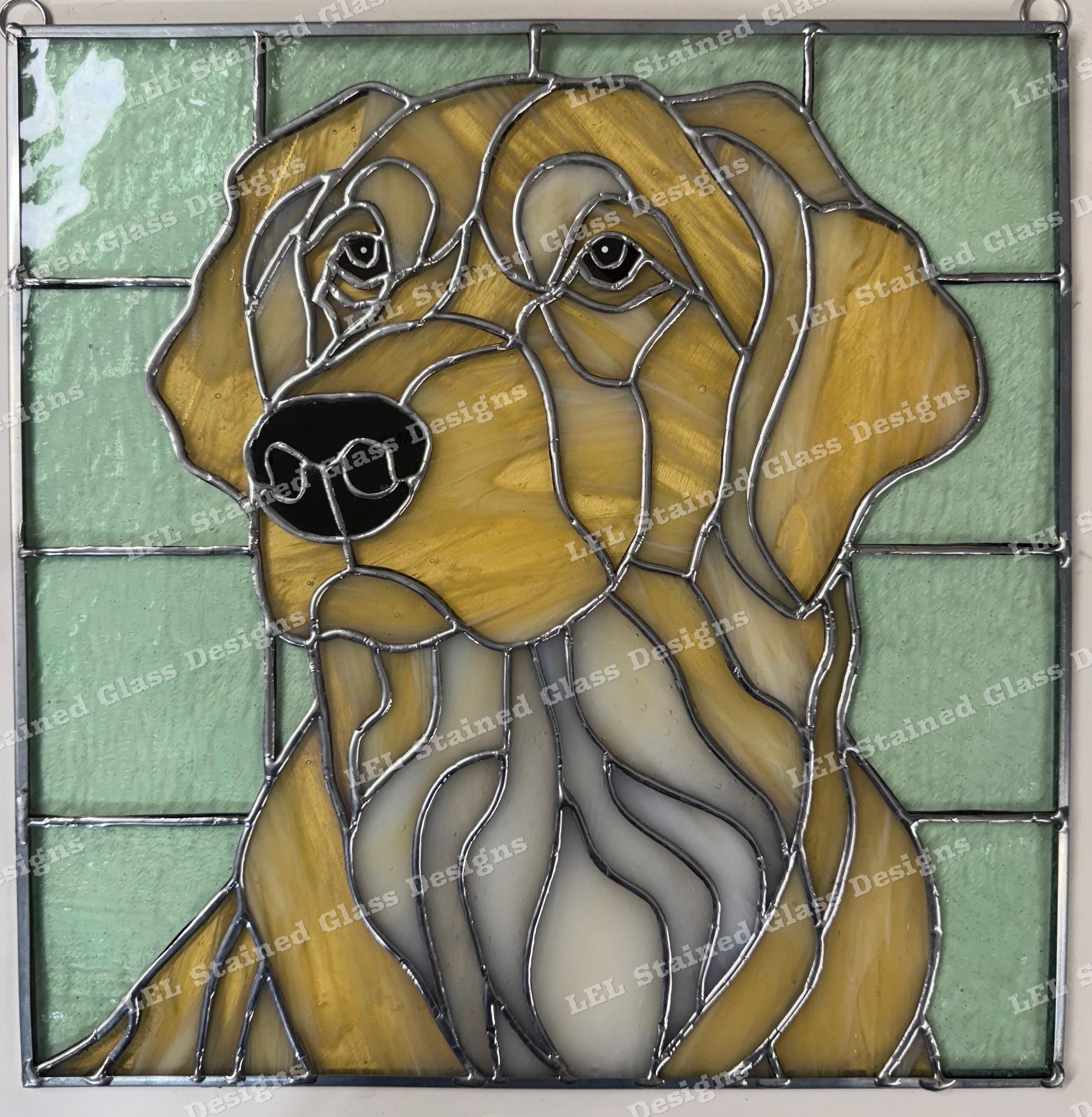 Stained Glass Panel Pattern of a Golden Retriever Portrait - Etsy