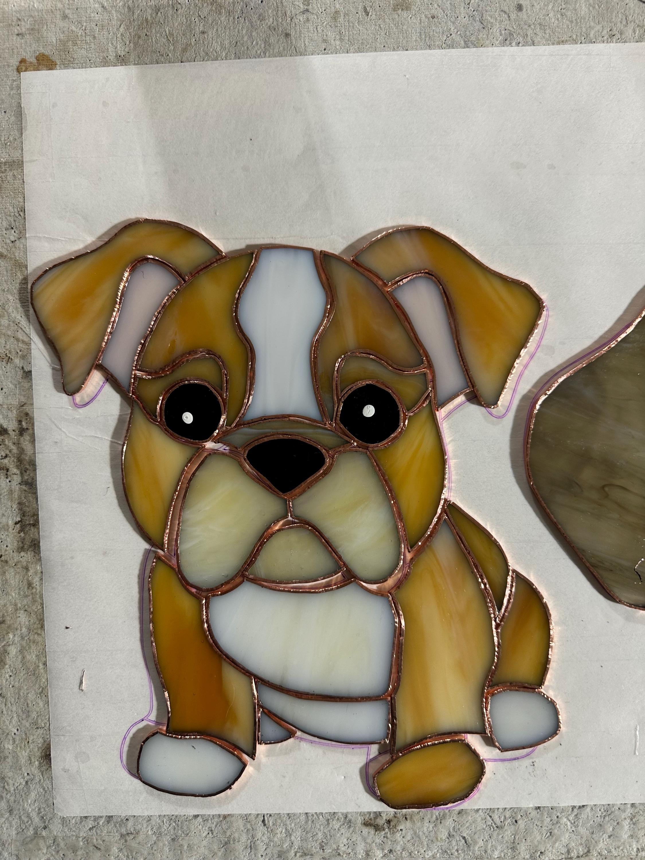 Bulldog Puppy-stained Glass Suncatcher Pattern - Etsy