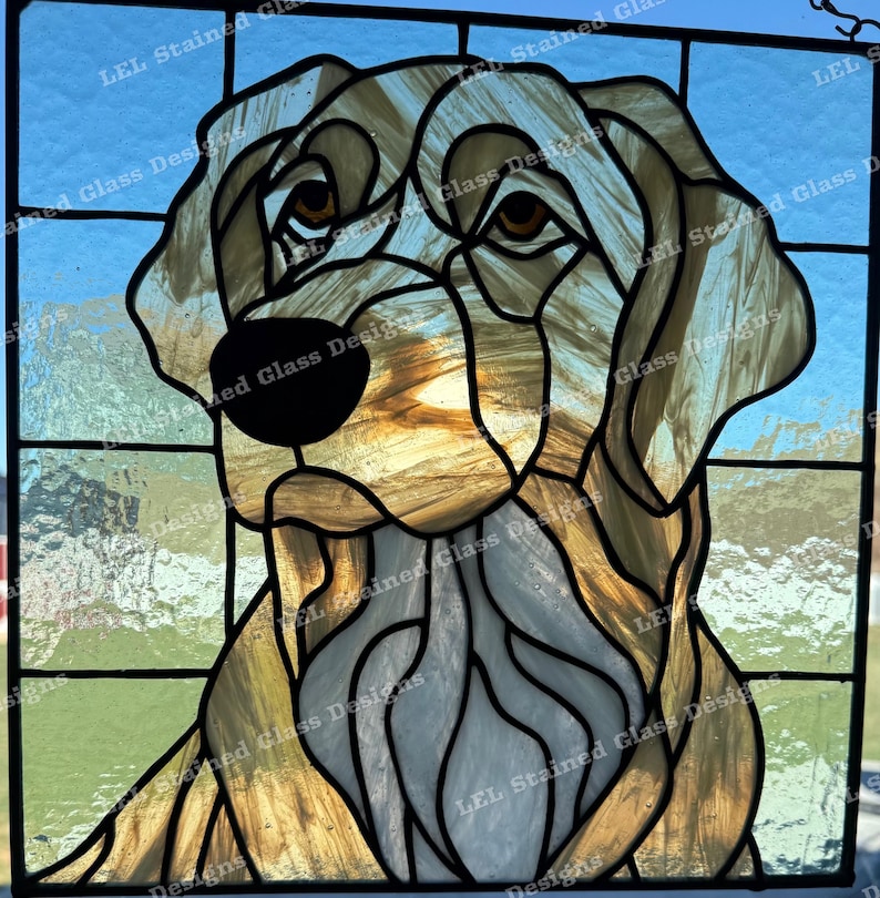 Stained Glass Panel Pattern of a Golden Retriever Portrait - Etsy