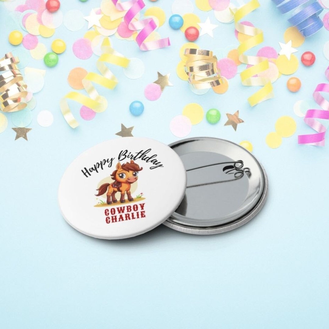 Personalized Birthday Party Pins, Birthday Party Favors, Custom ...
