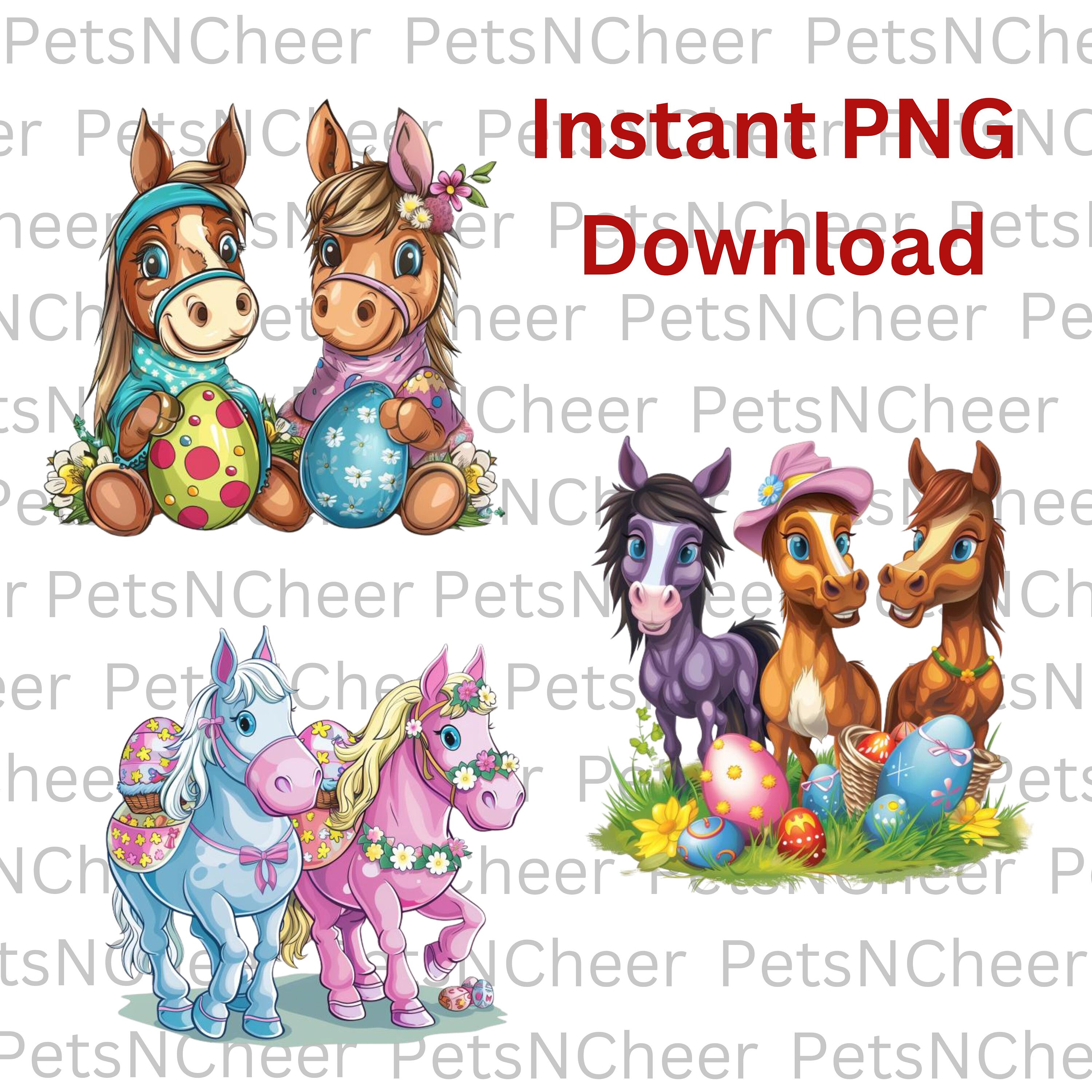 Horse Easter Png Bundle, Western Easter PNG, Ponies Easter Png, Cute ...
