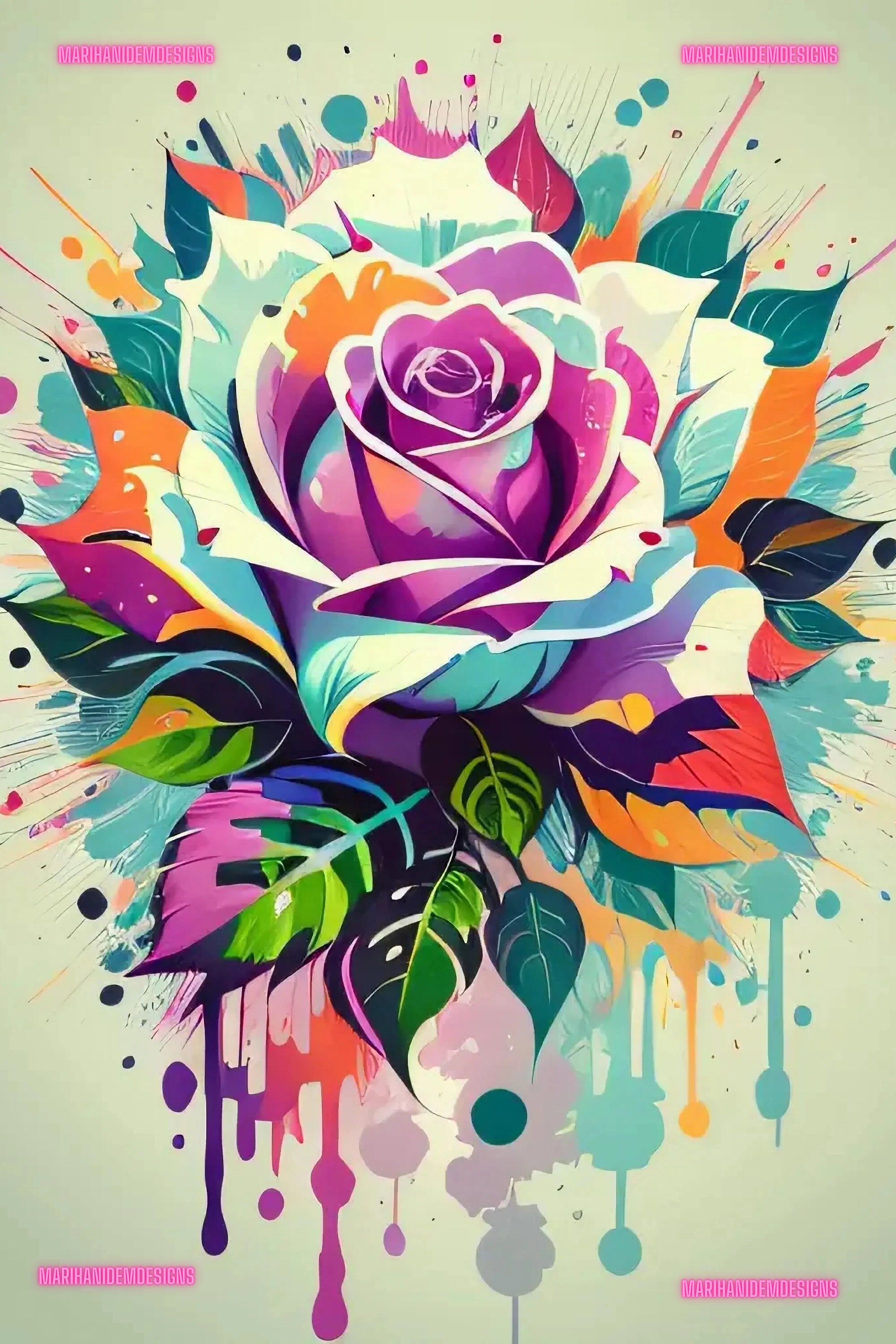 Beautiful Rose Graffiti Art 3d,instant Downloadable Flowers,rose ...