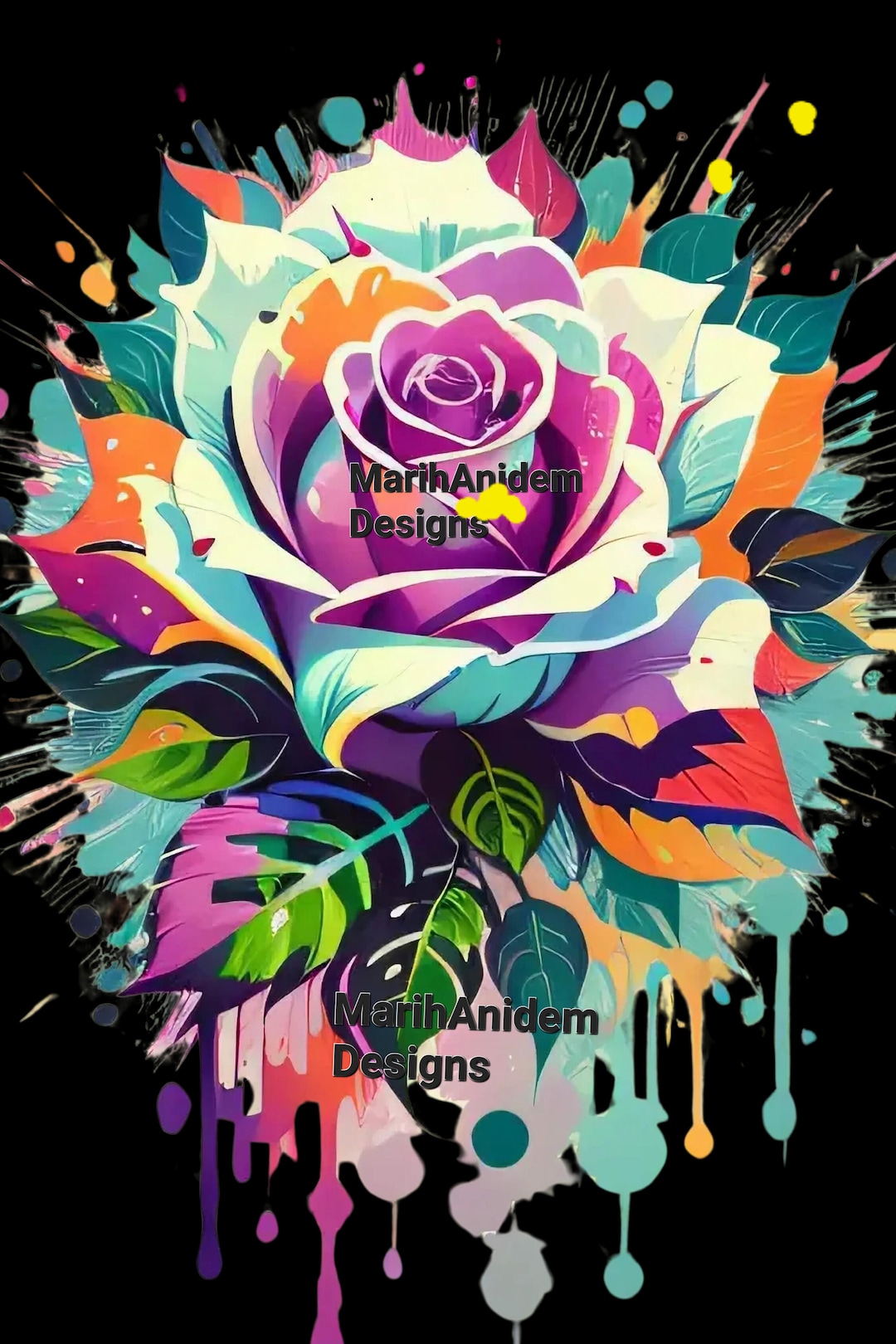 Beautiful Rose Graffiti Art 3d,instant Downloadable Flowers,rose ...