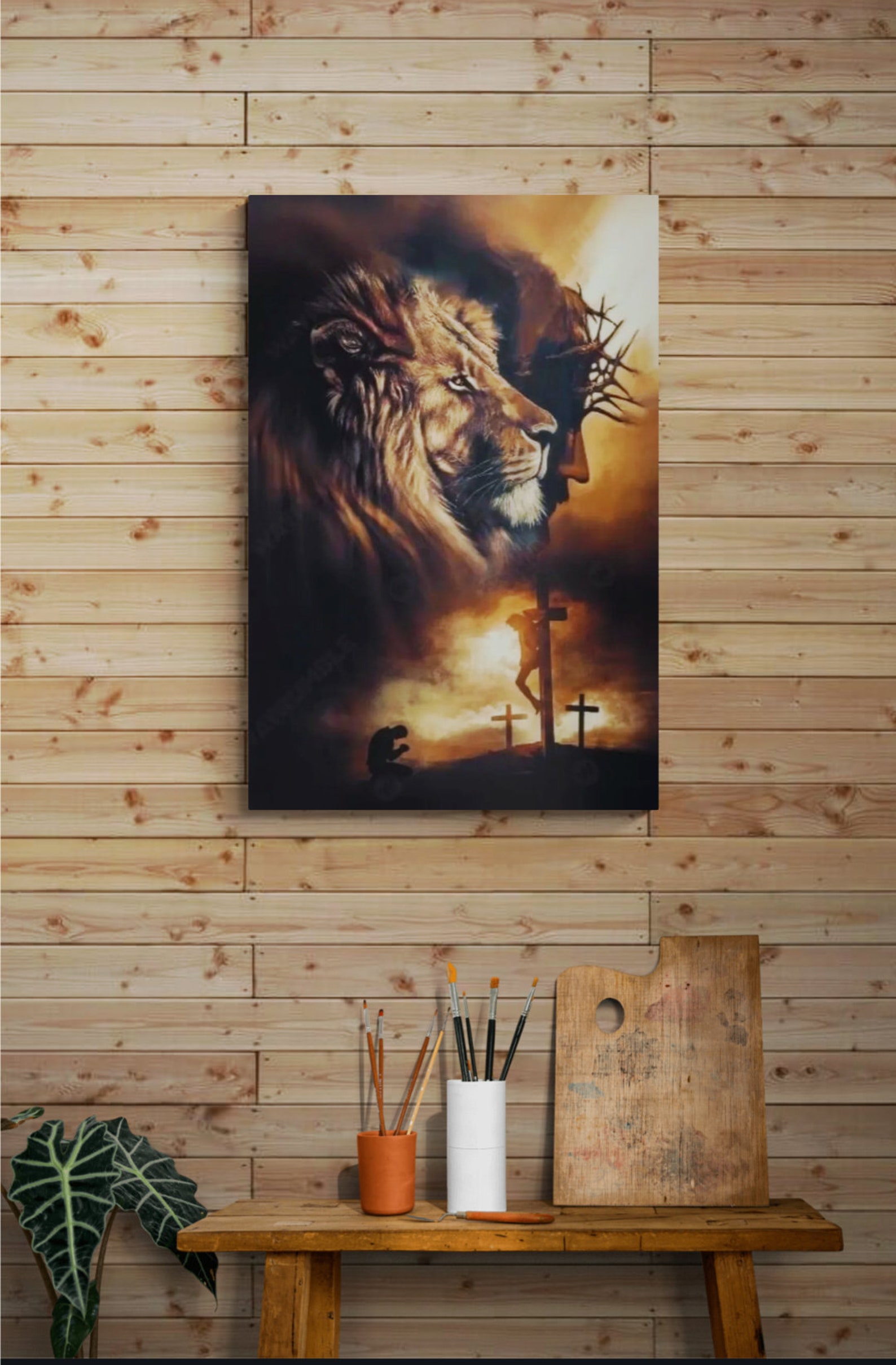 Digital Art Design of Jesus and a Cross With Lion,emotional Connection ...