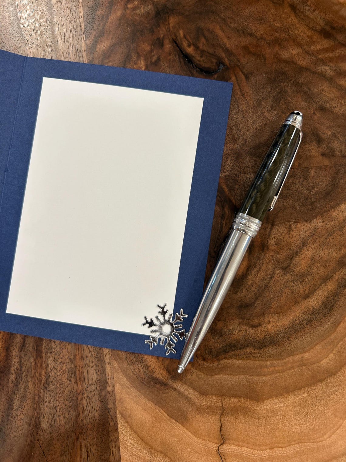 Winter Wonderland Holiday Card Embossed Snowflake Theme Blue and Silver ...