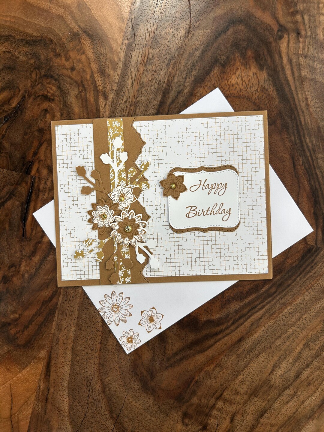 Handmade Personalized Birthday Card for Her, Floral Rustic Neutral ...