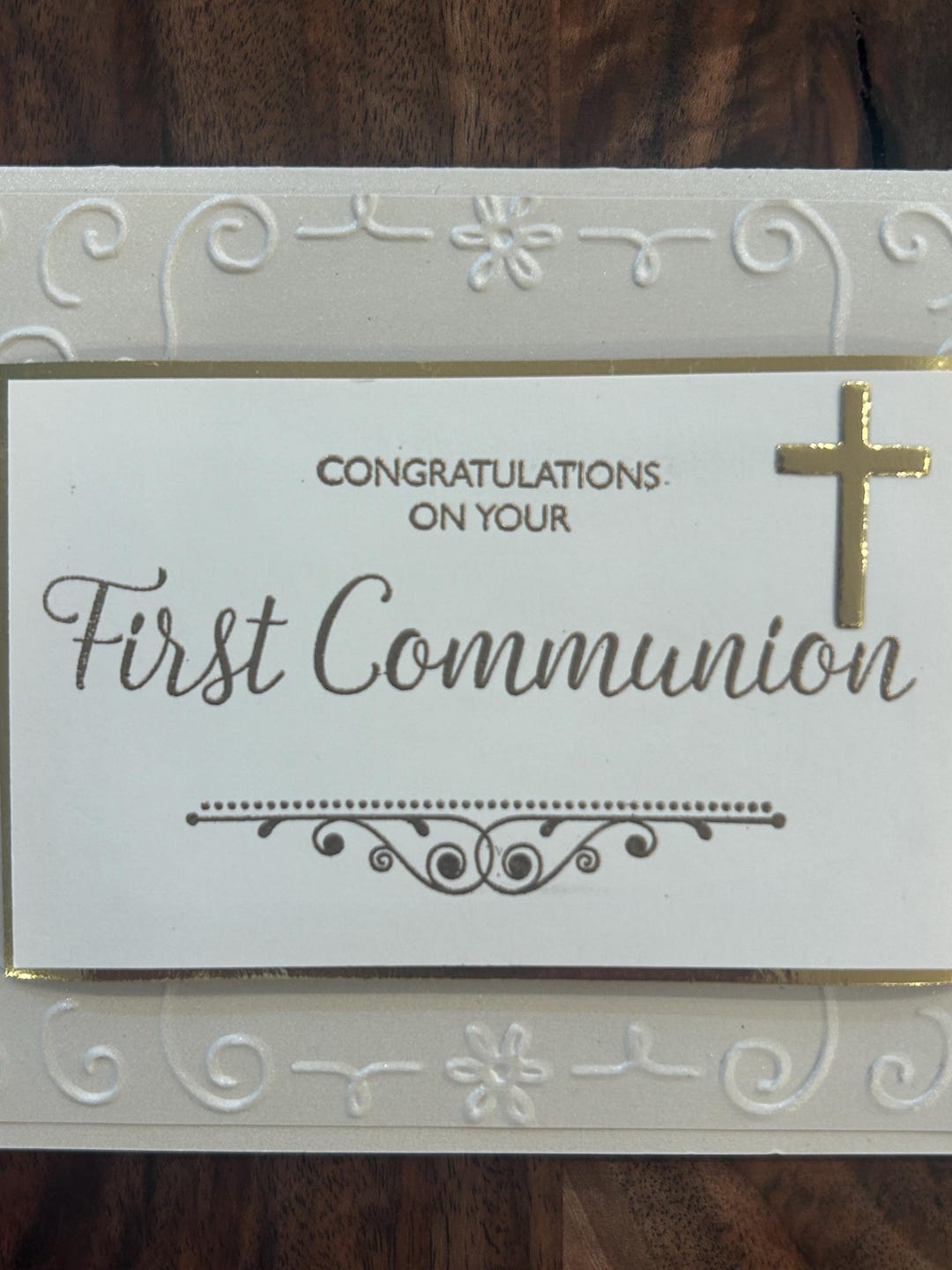 First Holy Communion Card for Catholic Sacrament, Elegant Religious ...