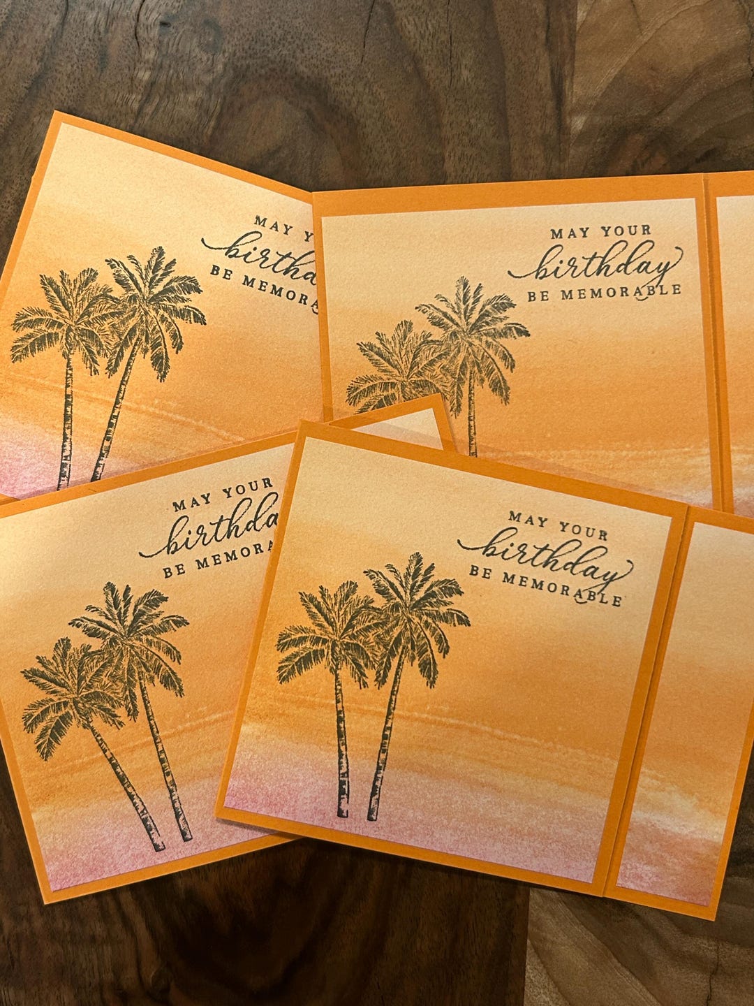Tropical Birthday Gift Card Holder Set of 4, Handmade Palm Tree Cards ...