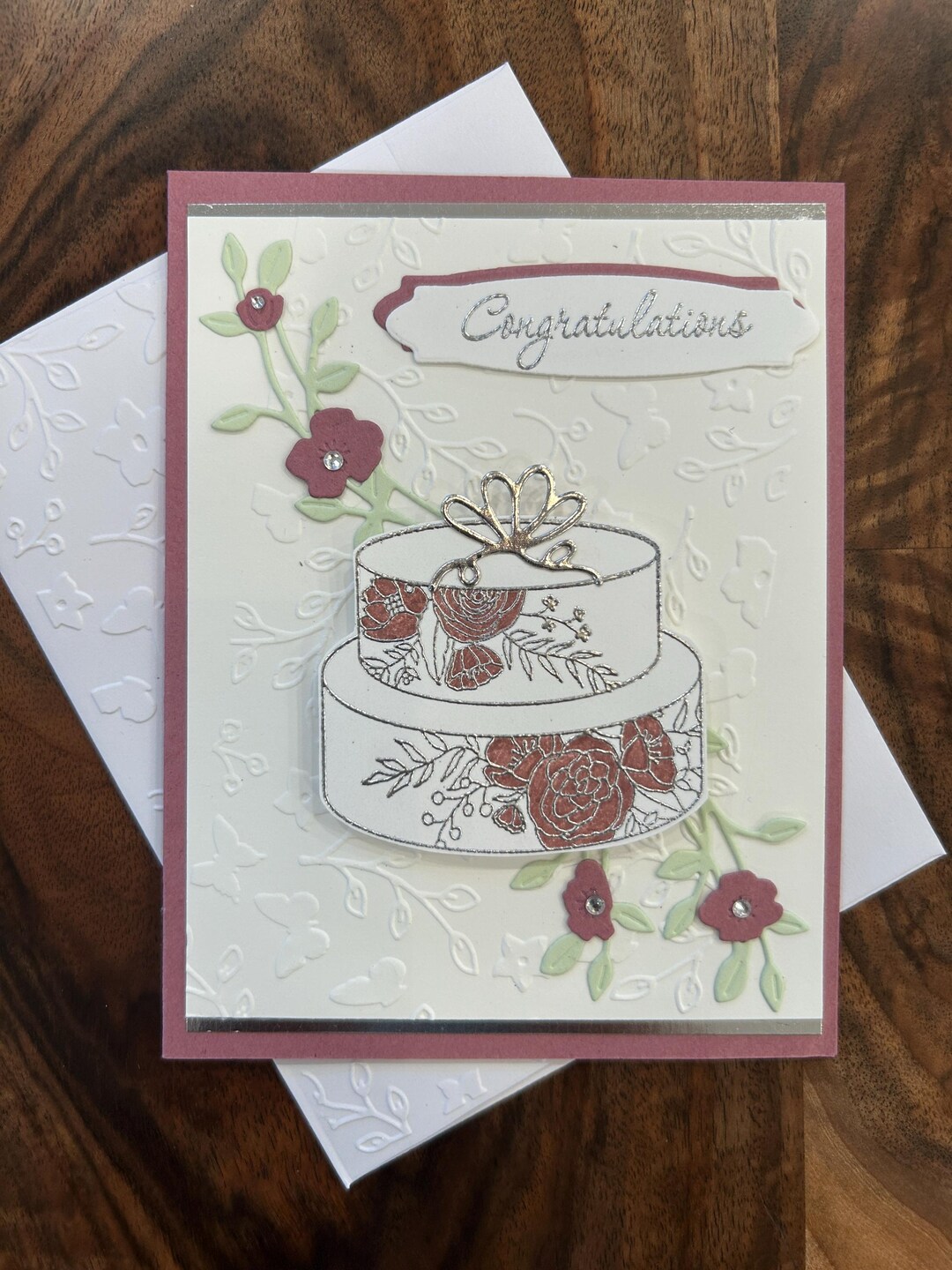 Spring Wedding Congratulations Card – Handmade Floral Embossed Card ...