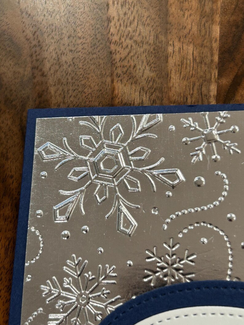 Winter Wonderland Holiday Card Embossed Snowflake Theme Blue and Silver ...