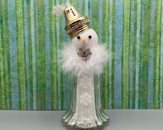 Salt Shaker Snowman/glam Snow Women/christmas Decor/snowman Figurine ...