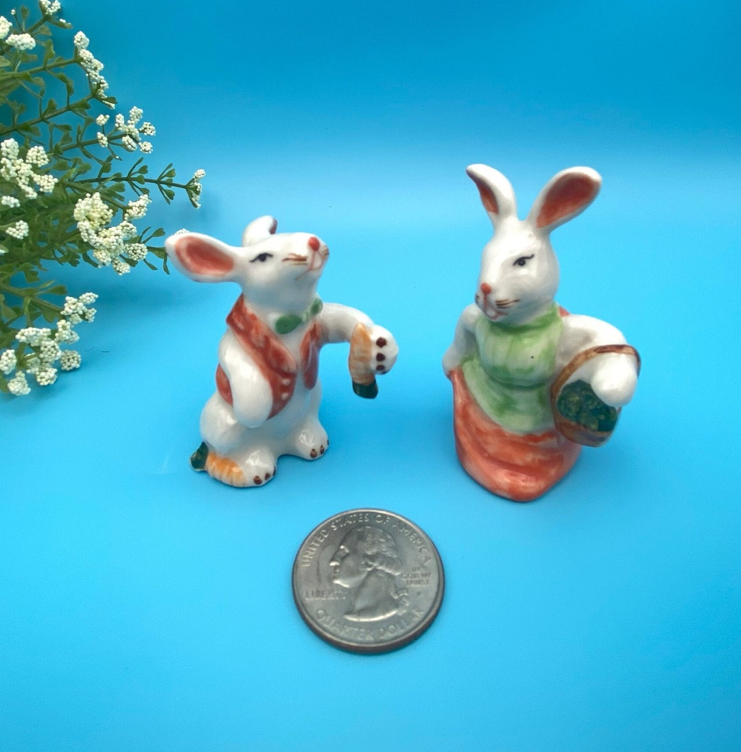 Vintage Porcelain Bunny Figurines/vintage Miniature Bunny Figurines ...