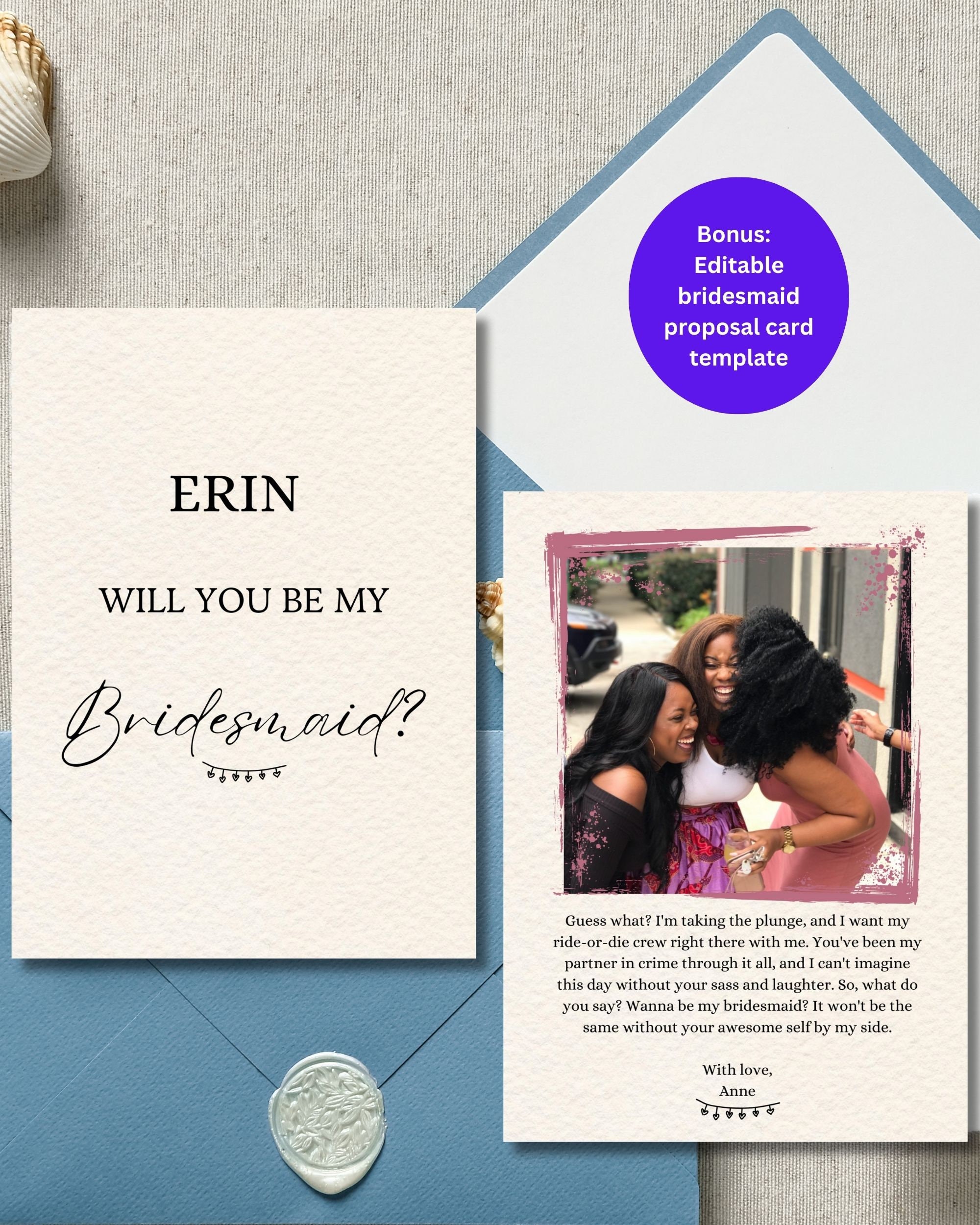 Bridal Party Info Card Template, Bridesmaids Information Card, Editable ...