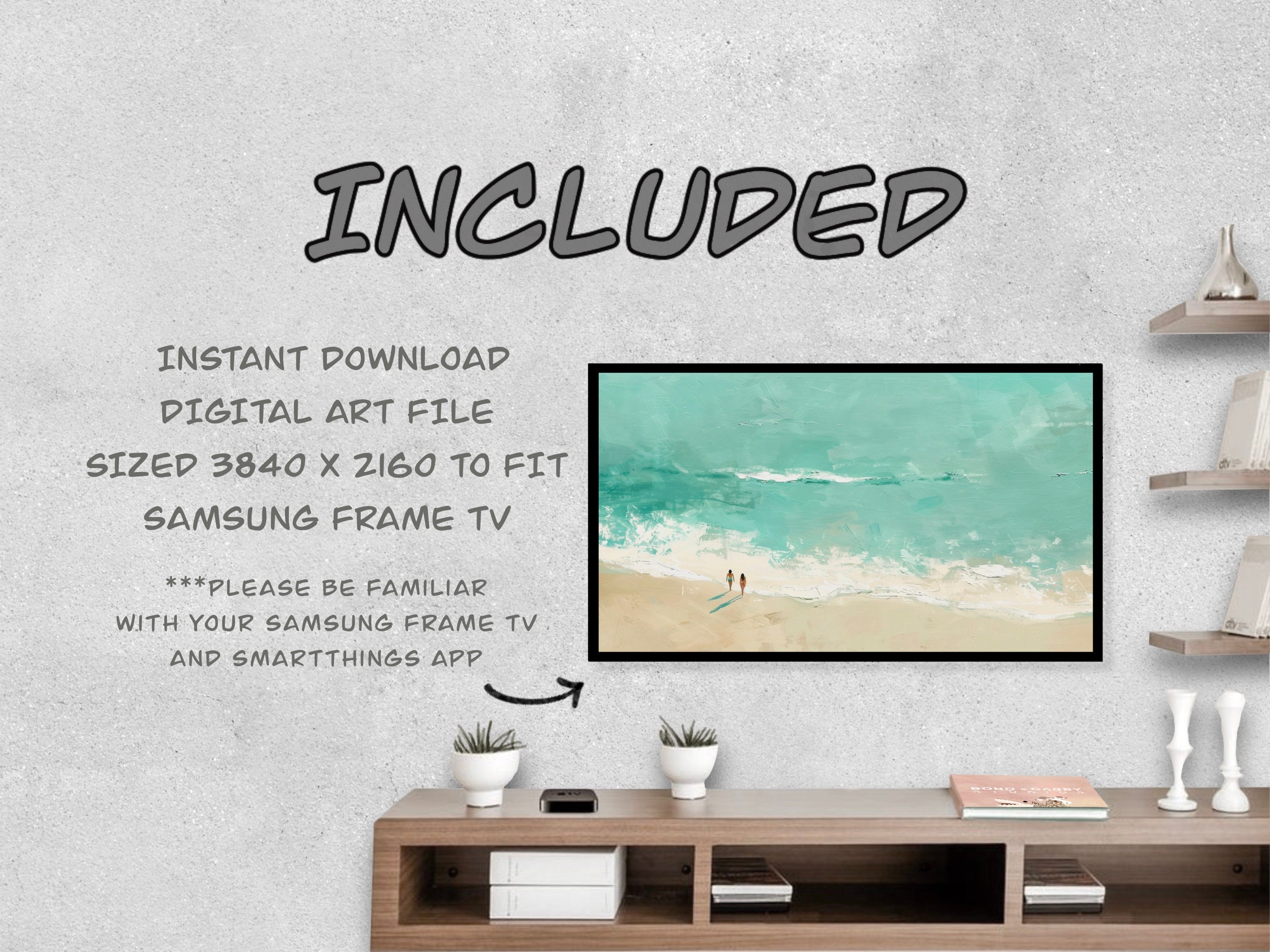 Samsung Summer Frame TV Art Beach Ocean Waves Blue Turquoise Water ...