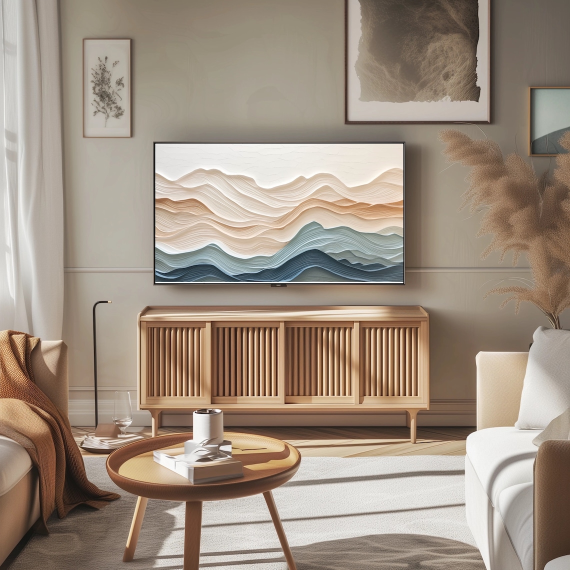 Samsung Frame TV Modern Textured Art Waves Minimal Abstract Design in ...