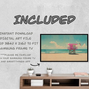 Samsung Summer Frame TV Art Lifeguard Beach Baywatch Ocean| Blue ...
