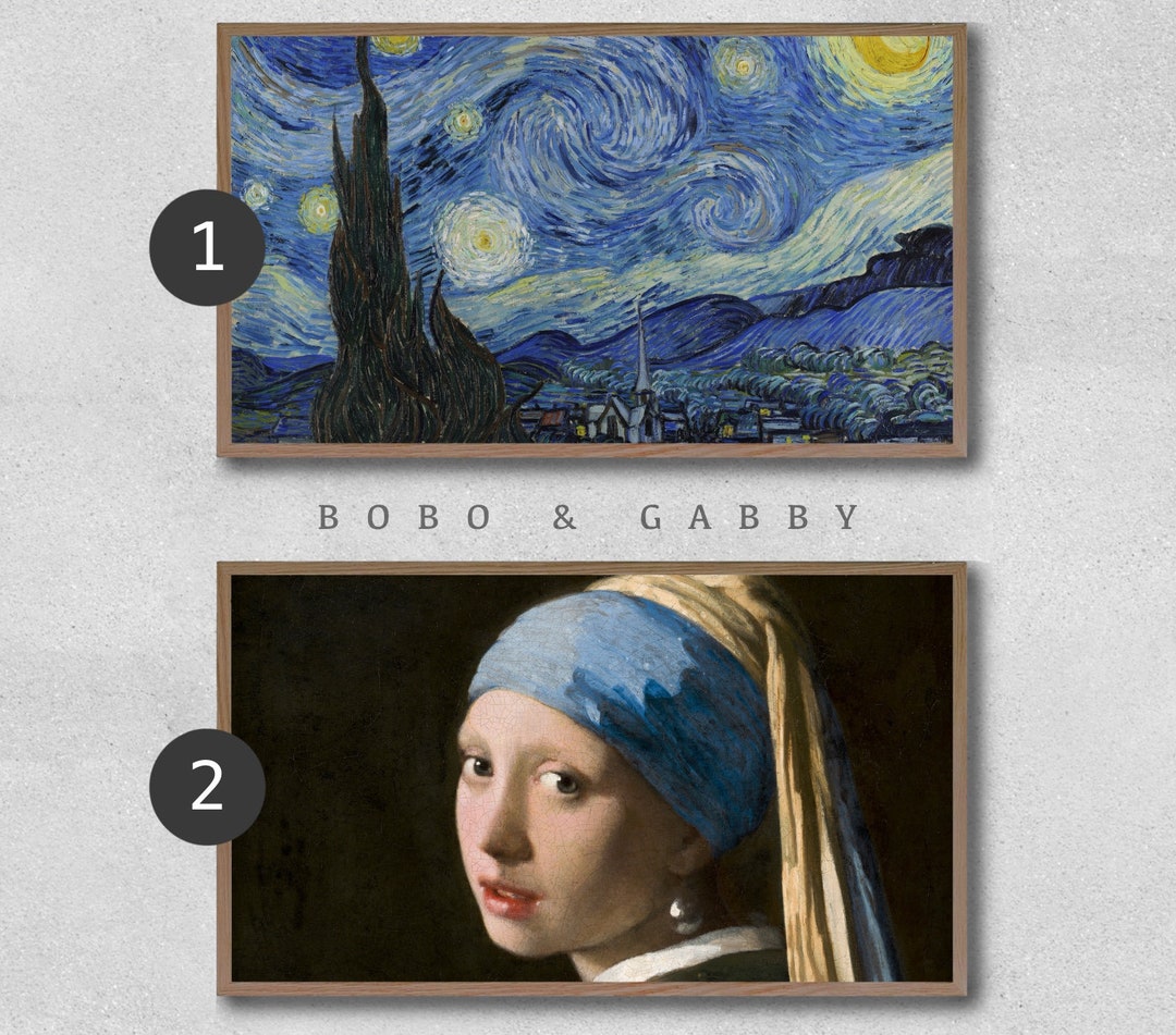 4x Pack! Frame Tv Famous Vintage Art Set Classics Included Starry Night ...