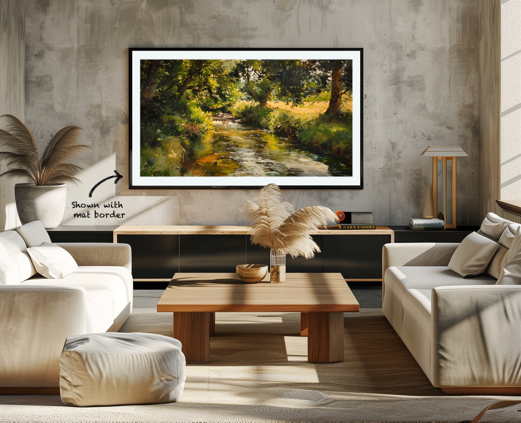 Spring Frame Tv Art River Stream Landscape Oil Painting Spring Forest ...