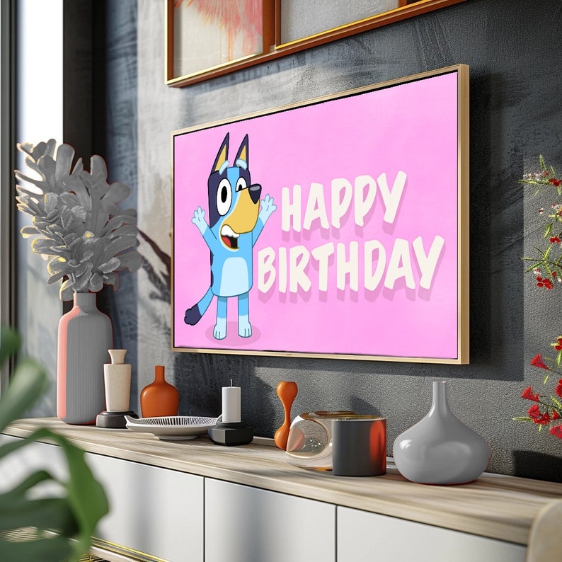 Happy Birthday Bluey Frame Tv Art | Samsung Frame TV Art | Happy ...