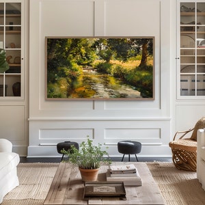 Spring Frame Tv Art River Stream Landscape Oil Painting Spring Forest ...