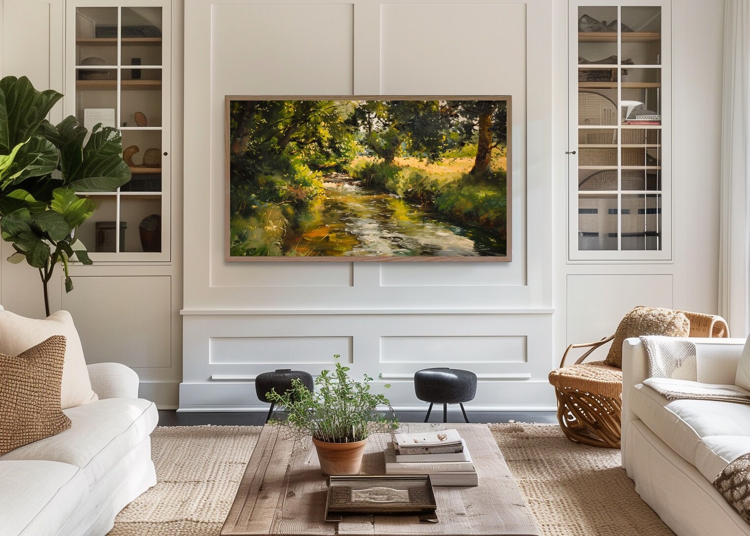 Spring Frame Tv Art River Stream Landscape Oil Painting Spring Forest ...