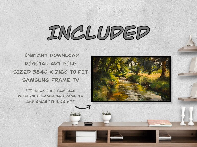 Spring Frame Tv Art River Stream Landscape Oil Painting Spring Forest ...