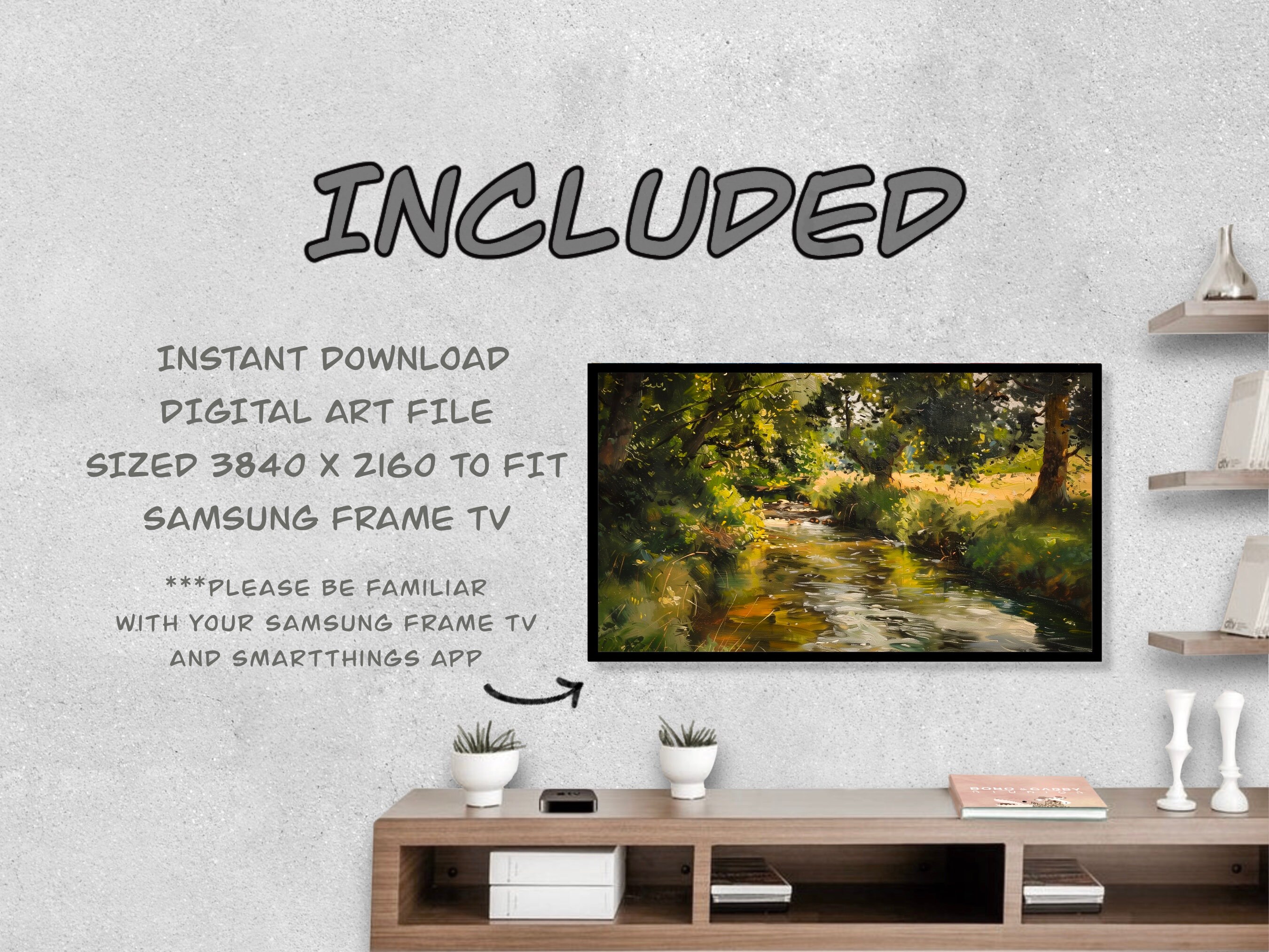 Spring Frame Tv Art River Stream Landscape Oil Painting Spring Forest ...