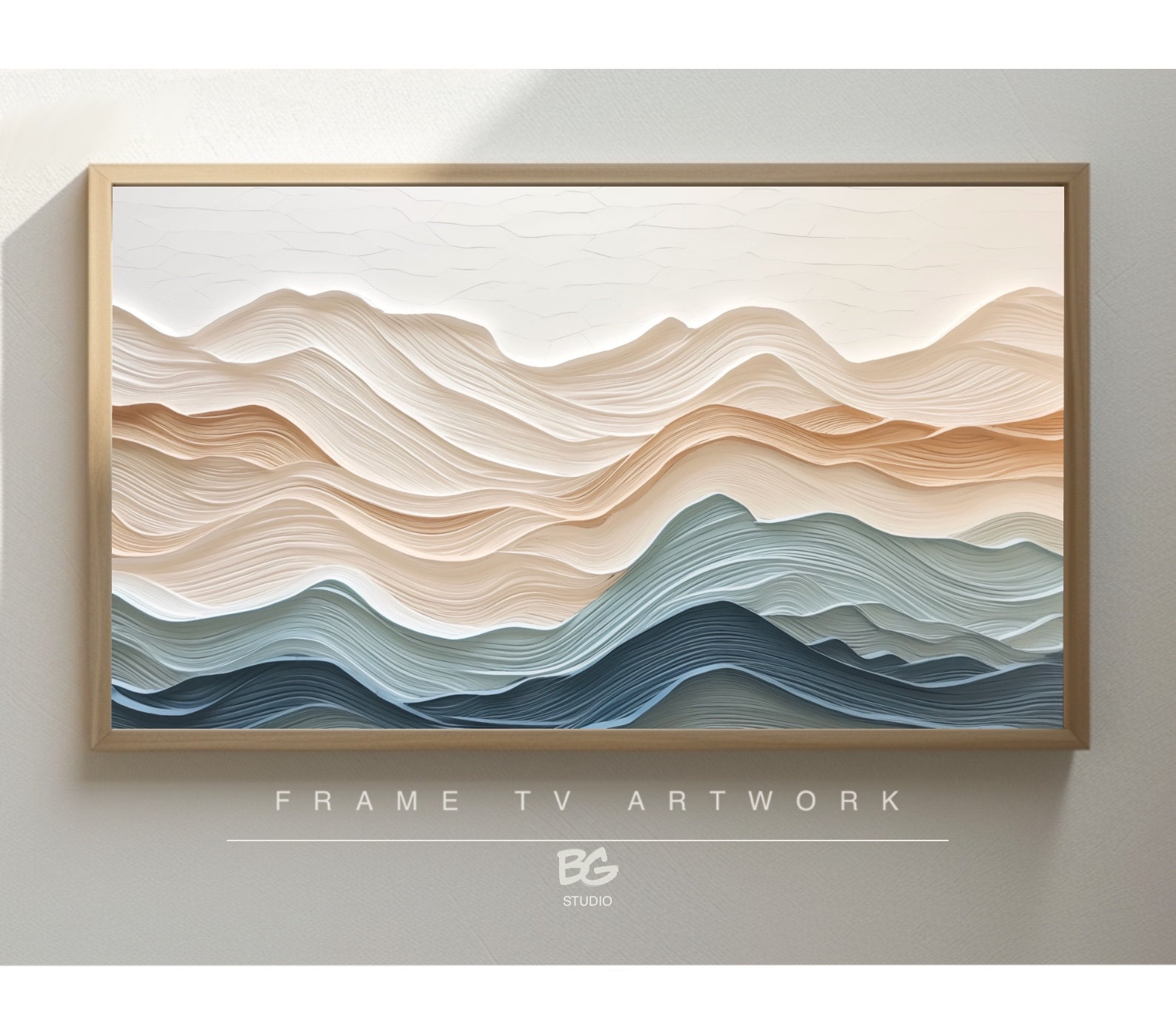 Samsung Frame TV Modern Textured Art Waves Minimal Abstract Design in ...