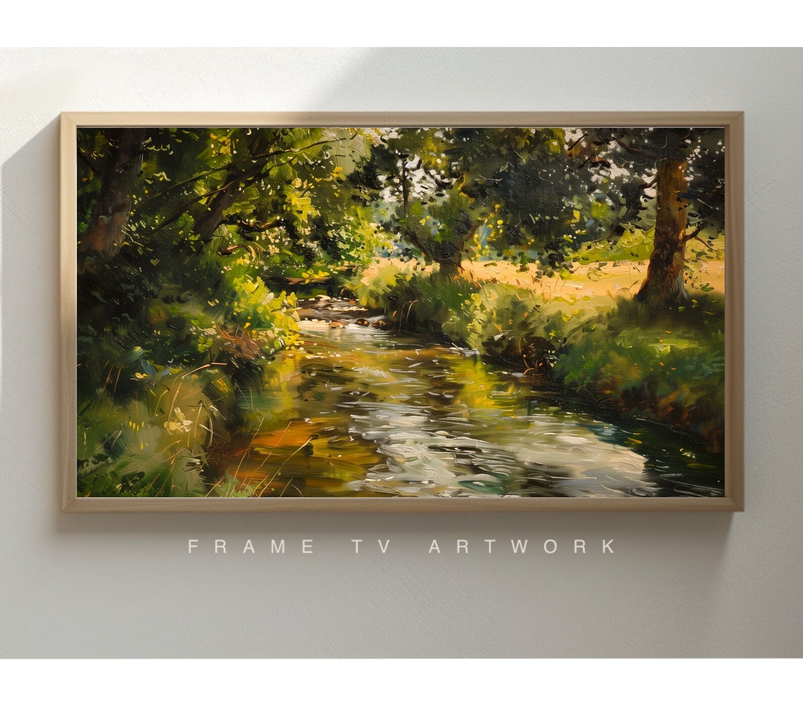 Spring Frame Tv Art River Stream Landscape Oil Painting Spring Forest ...