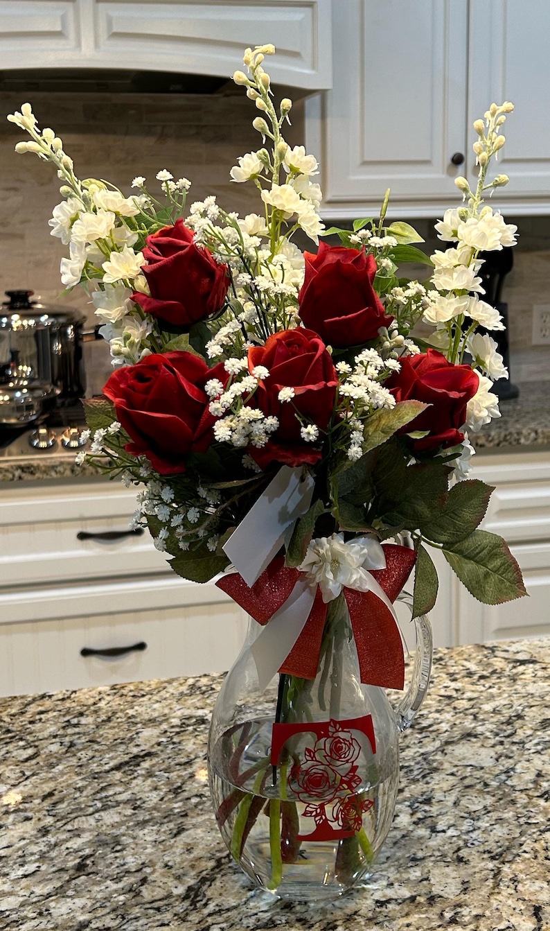 Personalized Floral Initial Rose Arrangement - Etsy