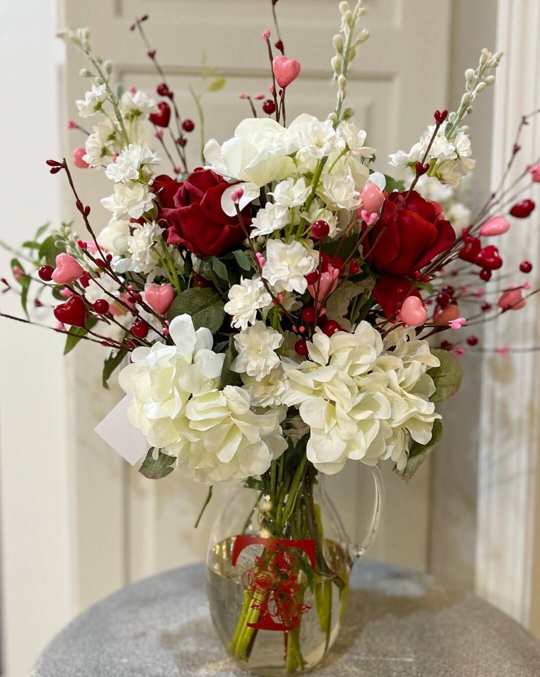 Personalized Floral Initial Hearts of Love Rose Arrangement - Etsy UK
