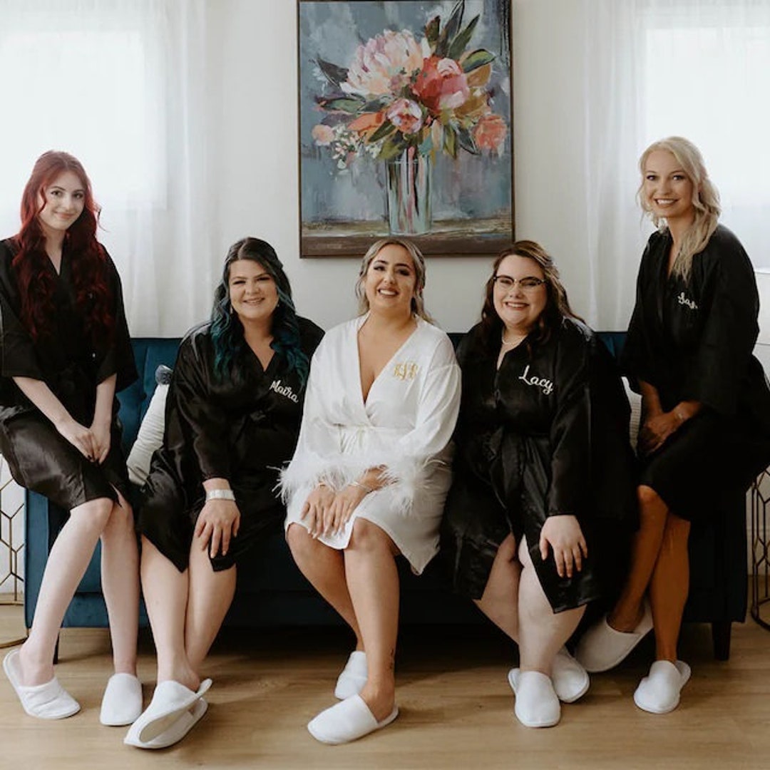 Plus Size Black Feather Robe Bridesmaid Feather Robe - Etsy