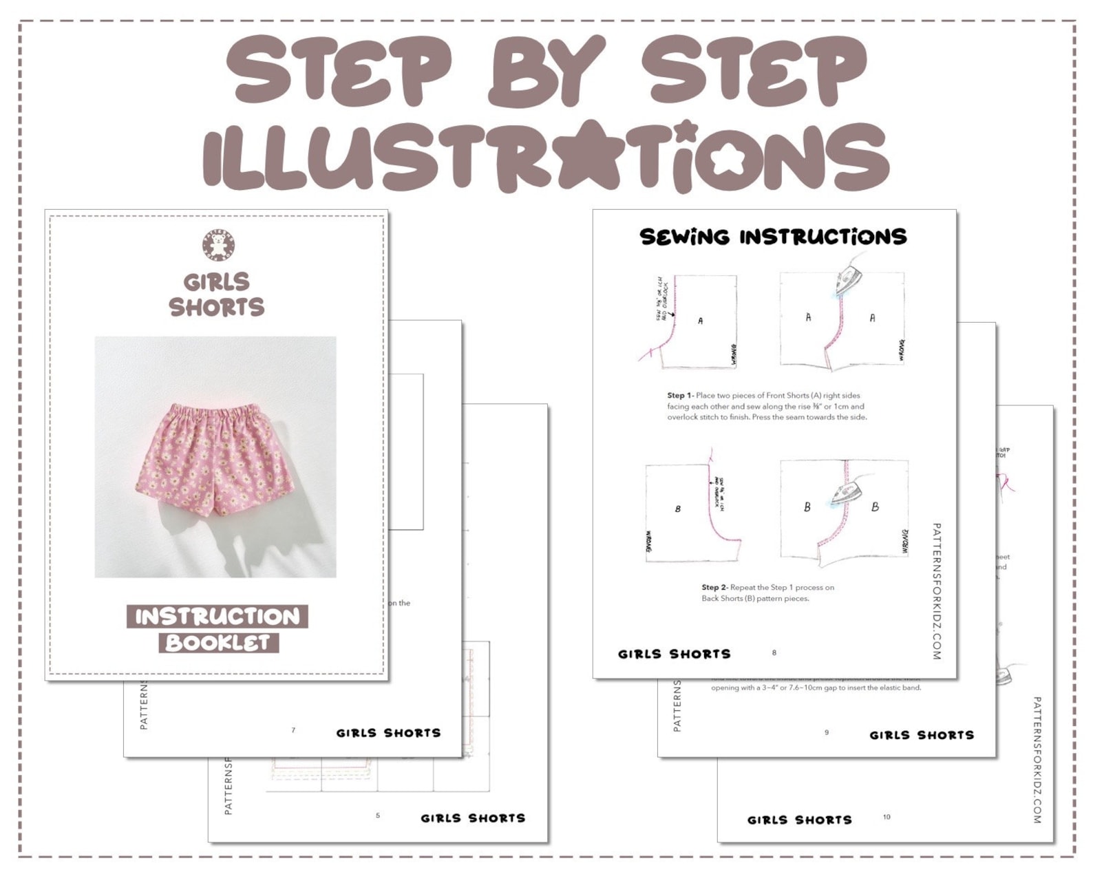 Kids Shorts Sewing Pattern Girls Shorts Pattern 4Y-7Y Elastic Waist Summer Shorts Sewing Pattern ...