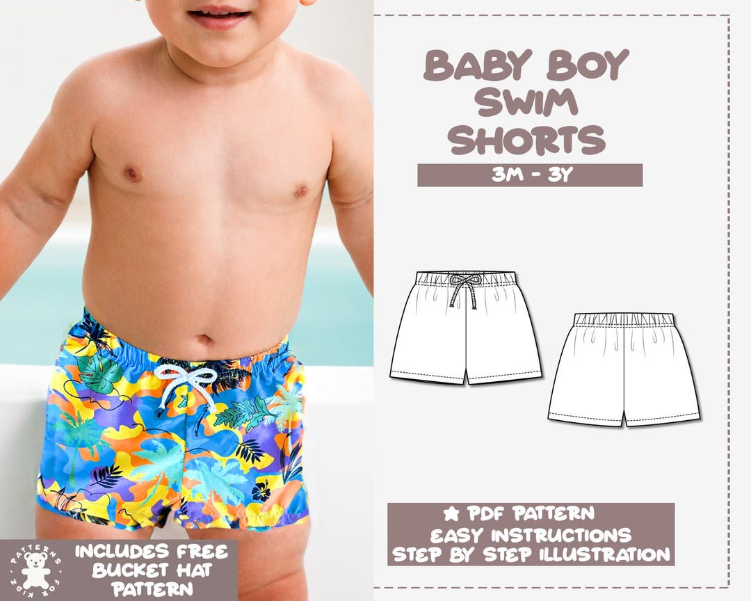 Baby Sewing Pattern Swim Shorts PDF Pattern 3M-3Y Swimwear Sewing ...