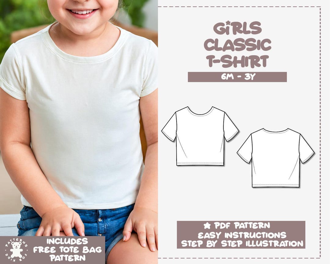 Girls T-shirt Sewing Pattern Baby Tee PDF Pattern Kids Tee Shirt Sewing ...