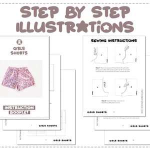 Kids Shorts Sewing Pattern Girls Shorts Pattern 4Y-7Y Elastic Waist Summer Shorts Sewing Pattern ...