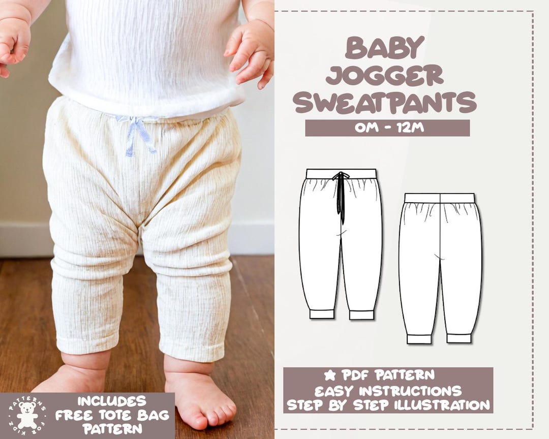 Baby Jogger Sweatpants Sewing Pattern 0M-12M Baby Pants Pattern PDF Newborn Pants Pattern Baby ...