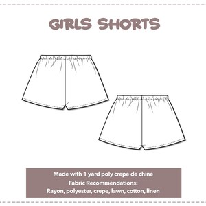 Kids Shorts Sewing Pattern Girls Shorts Pattern 4Y-7Y Elastic Waist Summer Shorts Sewing Pattern ...