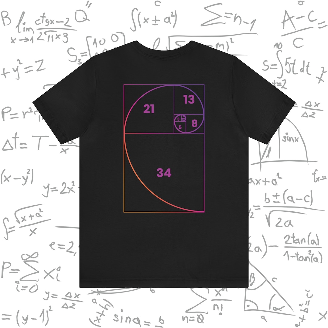 Fibonacci Spiral Unisex Jersey Short Sleeve Tee Back-print: Math Lover Shirt, Golden Ratio ...