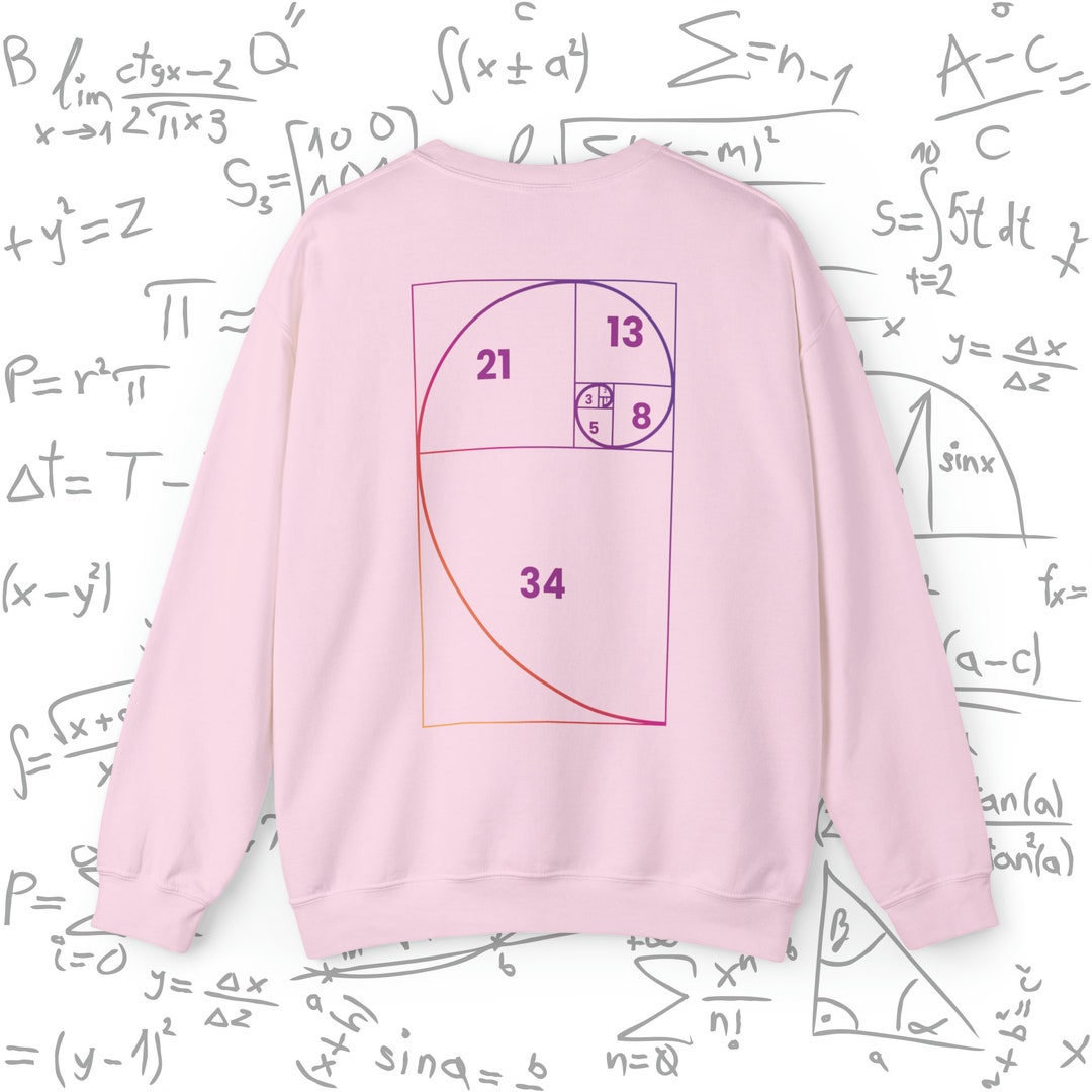Math Lovers Fibonacci Spiral Crewneck Sweatshirt Back-print: Golden Ratio & STEM Student Gift ...