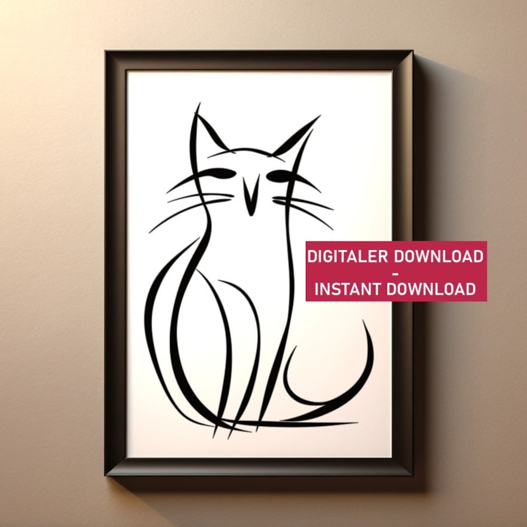 Line Art Cat | Museum Exhibition Poster | Printableart | Siamese Cat ...