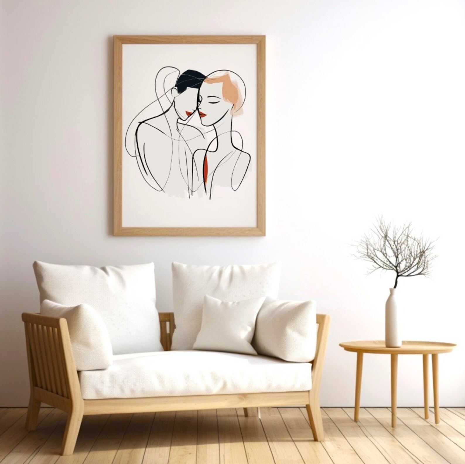 Kiss Print | Couple One Line | Couple Kiss | Wall Art | Face Line Art ...