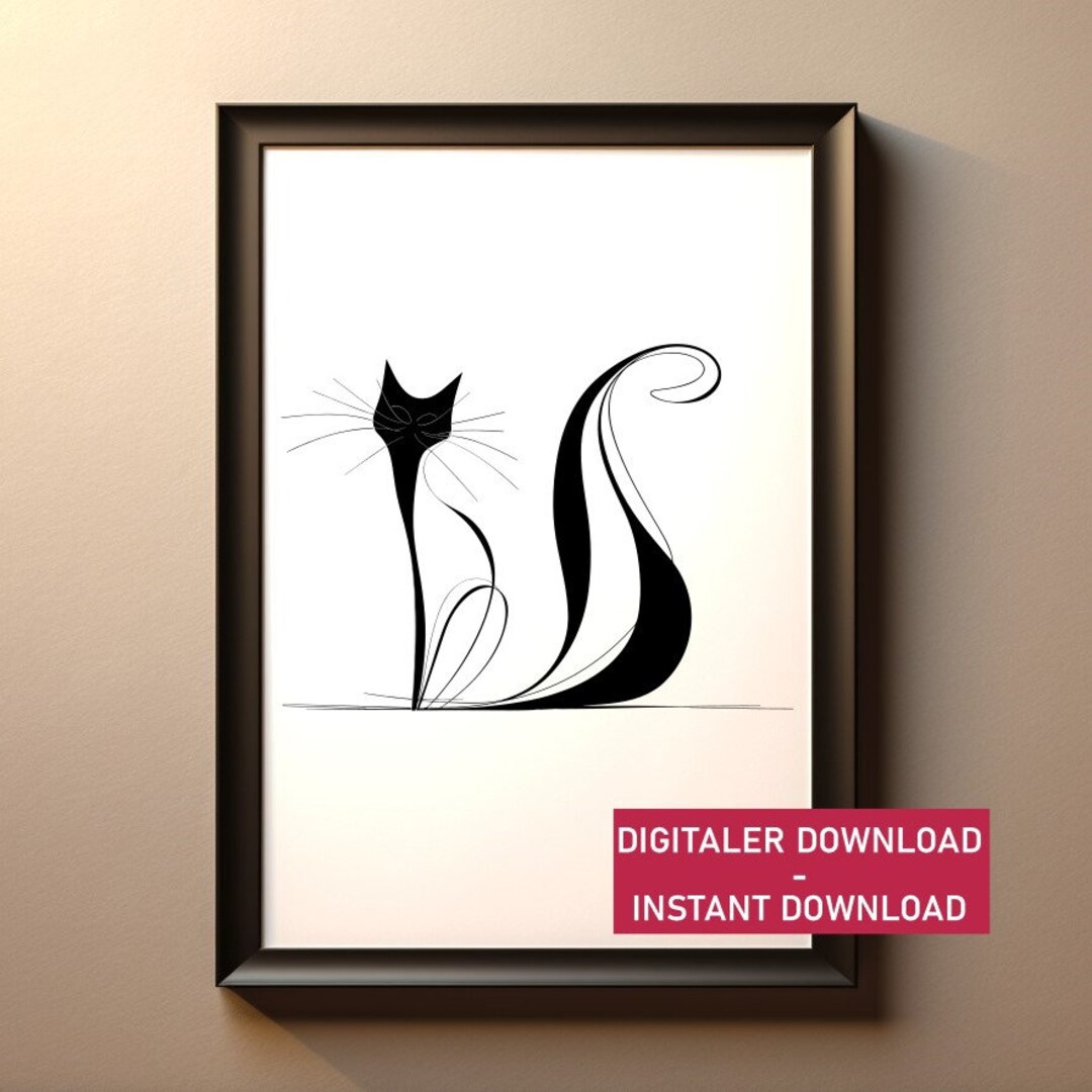Line Art Cat | Museum Exhibition Poster | Printableart | Siamese Cat ...