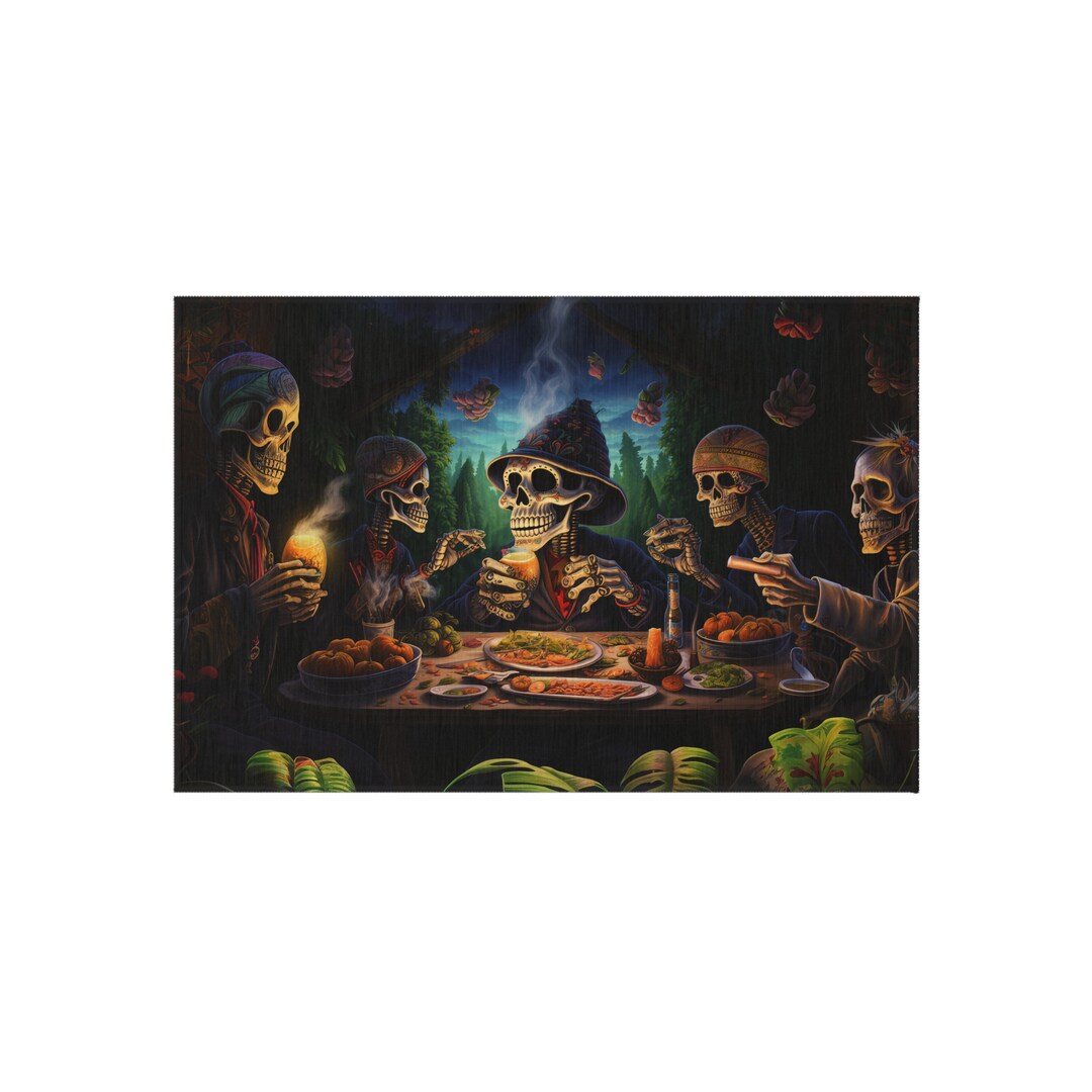 Spooky Halloween Skeletons Door Mat Outdoor Rug Day of the - Etsy