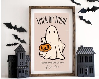 Halloween Trick or Treating Door Sign, Halloween Printable Candy Sign ...