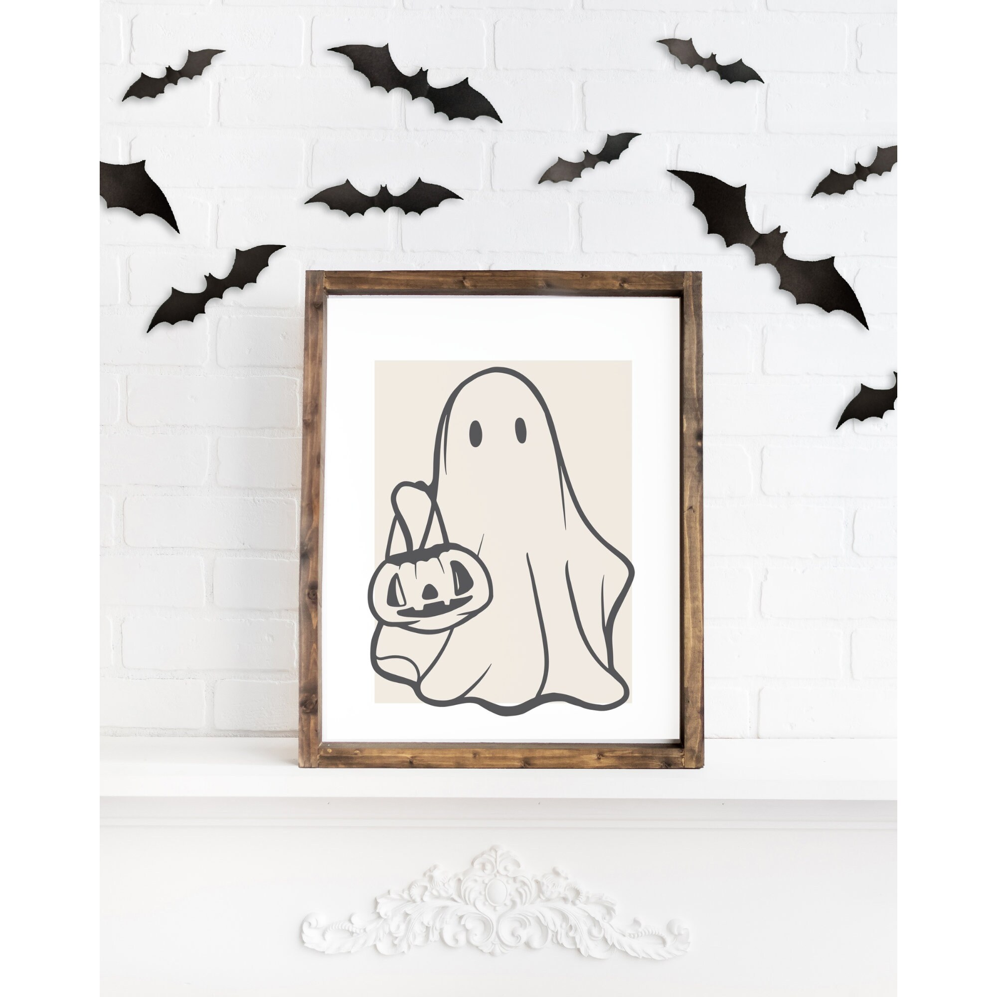 Minimalist Halloween Decor, Vintage Ghost Printable, Simple Halloween ...