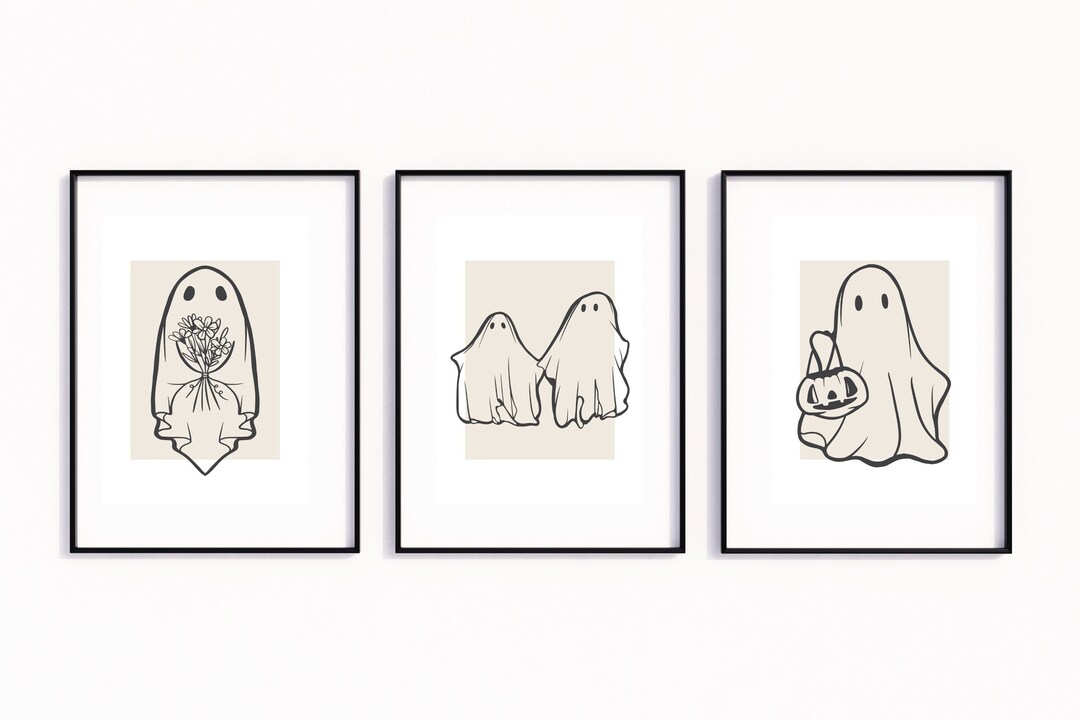Minimalist Halloween Decor, Vintage Ghost Printable, Simple Halloween ...