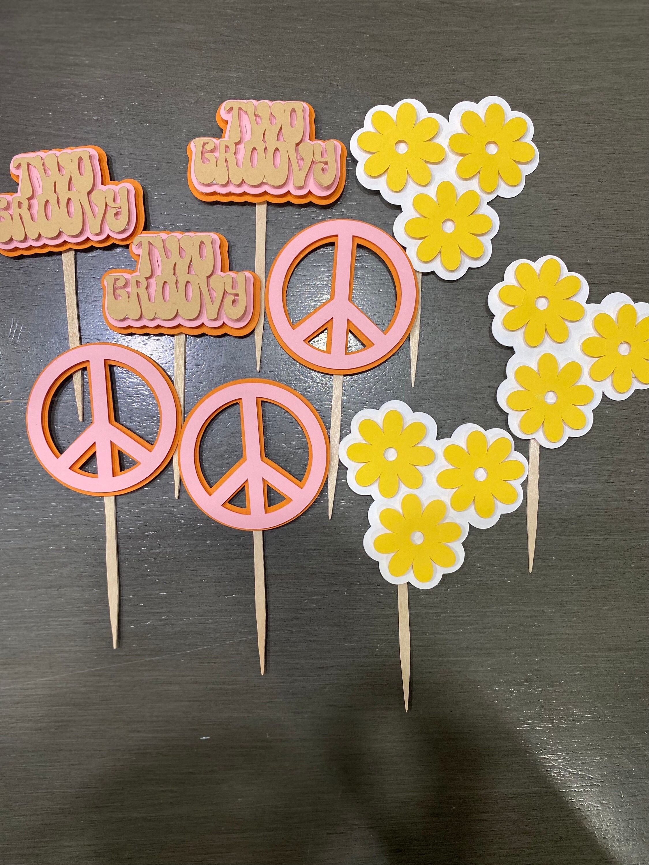Groovy Cupcake Toppers - Etsy