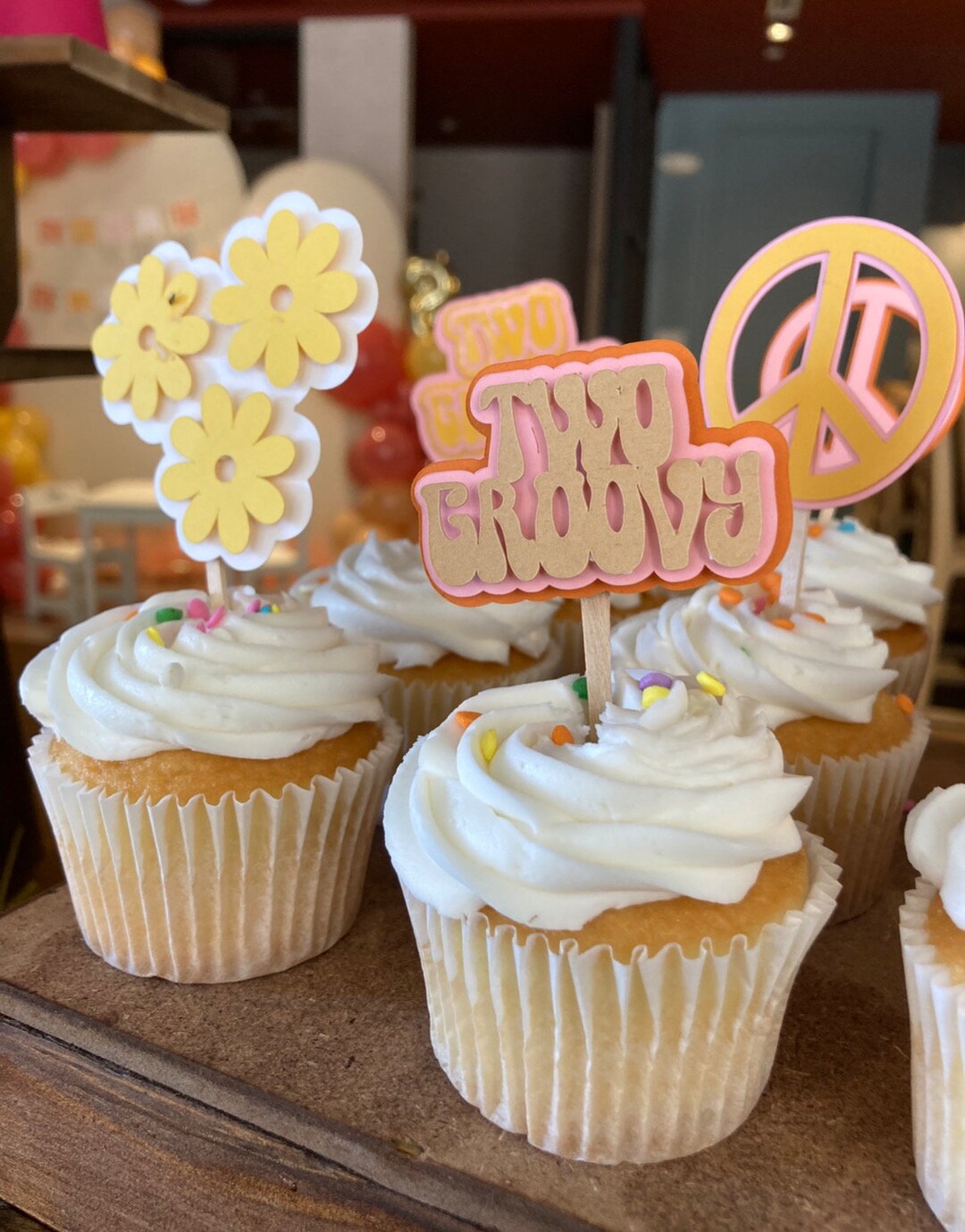 Groovy Cupcake Toppers - Etsy