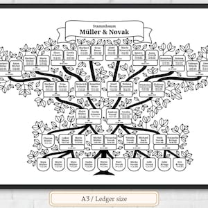 Personalized Family Tree 5 Generations Ancestry Chart Gift up to 50 ...
